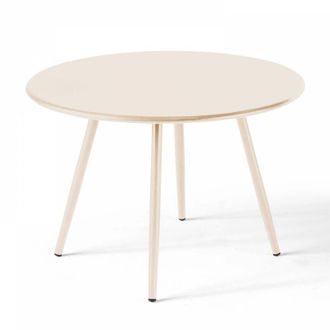 Oviala Table basse de jardin ronde en m&eacute;tal ivoire 50 cm - Palavas