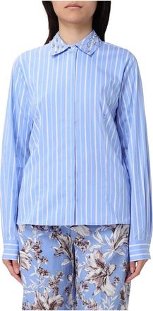 Liu Jo Femme, Blouses et Chemises, Bleu, Taille: 42 FR Camicia ricami gioiello