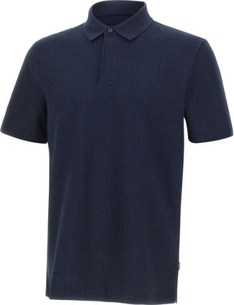 HUGO BOSS Homme, Tops, Bleu, Taille: 2XL Polo &agrave; texture jacquard &agrave; carreaux