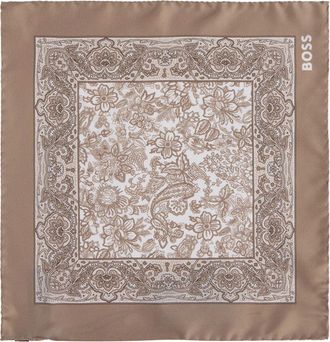 HUGO BOSS Homme, Accessoires, Beige, Taille: ONE Size Foulard en soie avec imprim&eacute;