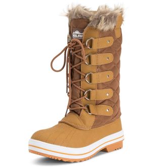 Polar Womens Snow Boot Nylon Tall Winter Snow Waterproof Warm Rain Boot - Tan/Tan - 39 - ZZCD0028