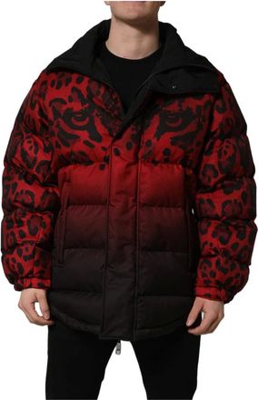 Dolce & Gabbana Homme, Vestes, Multicolore, Taille: L Reversible Animal Print Puffer Jacket