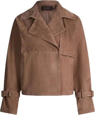 Windsor Femme, Vestes, Brun, Taille: 42 FR Lammvelours Trench Lederjacke