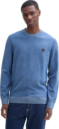 Tom Tailor Herren Strickpullover mit Logo-Badge, 36914 - Midsummer Blue Multicolor, XXXL