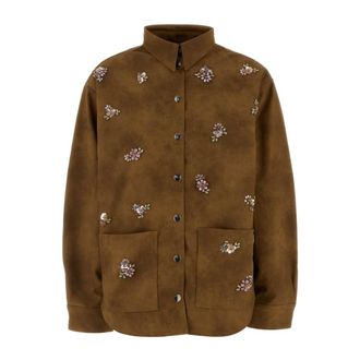 Des_Phemmes DES Phemmes, Femme, Blouses et Chemises, Brun, Taille: 34 FR Overshirt Pu Leather