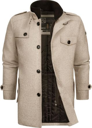 Indicode Herren Brandon Kurzmantel mit Stehkragen | Herrenmantel Wollmantel Mantel Männer Greige, XL