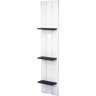Hhg Neuwertig] Wandregal HHG 941, Wandpaneel Holzregal Regal, 3 Ebenen 150x33x13cm Massivholz Vintage wei&szlig;/dunkelgrau shabby