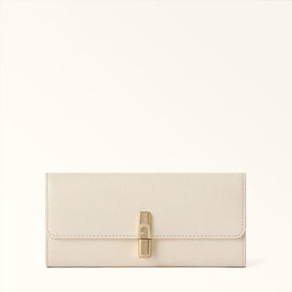 Furla Iride Klassisches Portemonnaie Xl Butter Wei&szlig; Strukturiertes Leder Damen