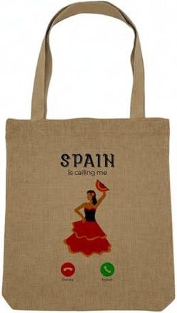 Fabulous Sac Shopping Tote Bag Aspect Lin - Spain Is Calling Me Dance Flamenco Culture - Sac de Courses Toile Epaisse 360g Beige Naturel Cabas Port&eacute; Epaule Sol