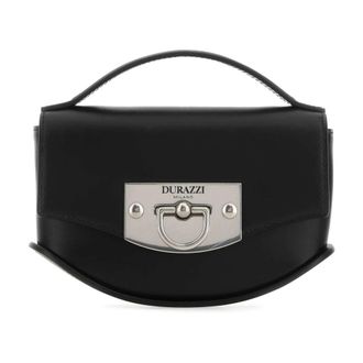 Durazzi Milano Schwarze Leder Mini Swing Handtasche - - Bags - Damen - Schwarzk - ONE SIZE