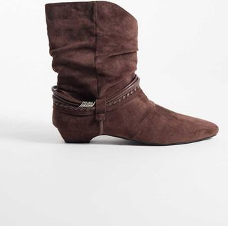 Public Desire Peta - Bottines fronc&eacute;es en imitation daim - Marron