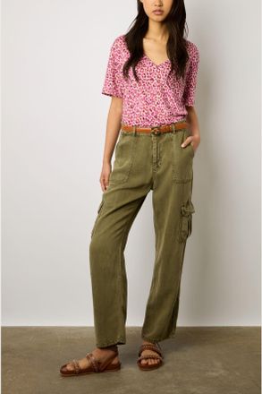 Gerard Darel T-shirt V imprim&eacute; l&eacute;opard - MISHA - Fuchsia