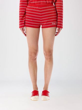 Sporty & Rich Short culotte ray&eacute; en coton coupe slim avec logo brod&eacute;