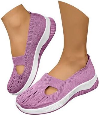 Generic Chaussures de marche confortables pour femme, baskets orthop&eacute;diques tiss&eacute;es l&eacute;g&egrave;res et respirantes avec semelle douce, soutien de la vo&ucirc;te plantaire c