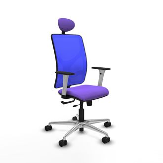 Piqueras y Crespo Drehstuhl mit Rollen und wei&szlig;en und schwarzen Armlehnen, h&ouml;henverstellbare Lendenwirbelst&uuml;tze und festes Kopfteil, ausgestattet mit Syncro/Traslack. B