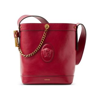 Versace Femme, Sacs, Rouge, Taille: ONE Size Pivot Small Leather Bucket Bag