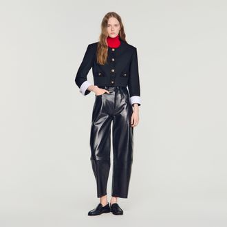 Sandro Kurze Wolljacke mit Streifen