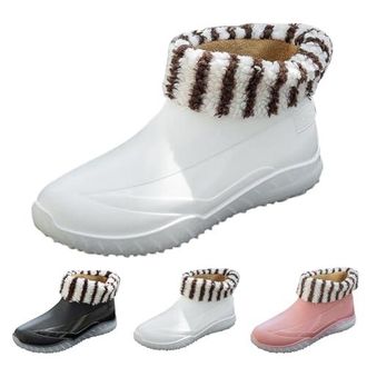 Generic Wellies Bottes de pluie &agrave; enfiler en caoutchouc pour femme - Chaudes - Avec doublure en peluche - Imperm&eacute;ables - Antid&eacute;rapantes - Pour le jardin, la p