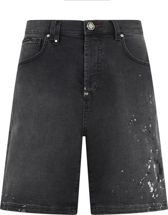Philipp Plein Denim Shorts Paint