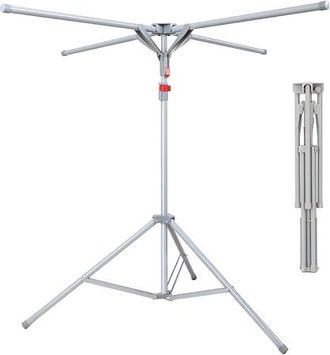 Relaxdays W&auml;schest&auml;nder, klappbar, bis 15 kg, h&ouml;henverstellbar, H x D: 100-180 x 125 cm, W&auml;schestandtrockner, grau