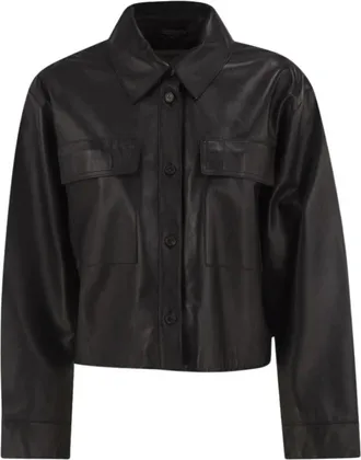 Max Mara Femme, Vestes, Noir, Taille: 38 FR Leather Vestes