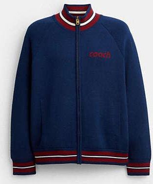 Coach Strick-Cardigan Mit Rei&szlig;verschluss Vorne Aus Bio-Baumwolle Und Recyceltem Polyester f&uuml;r M&auml;nner in Blau, Gr&ouml;&szlig;e X-Klein