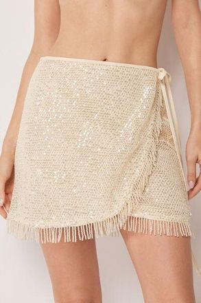 Calzedonia Paillettenrock Sequin Net Wei&szlig;
