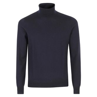 Tagliatore Maglia Collo Alto 1 Filo Merinos - - Knitwear - Herren - Blau - L