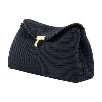 Toteme Womens Canvas T-Lock Clutch Black