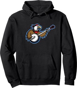 Giant Step Design Co. Hippie Bald Eagle Patriotic Banjo Player Pullover Hoodie
