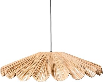 Beliani Lampe Suspendue Boh&egrave;me Abat-Jour Rotin Raphia Fait Main Plafonnier Naturel Sabogal