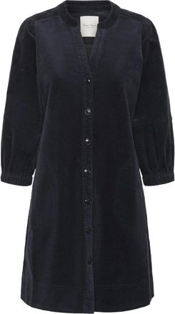 Part Two Femme, Robes, Bleu, Taille: 38 FR Robe Bleu Marine avec Col en V et Boutons