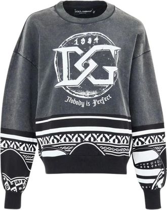 Dolce & Gabbana SweaT-shirt D&eacute;lav&eacute; avec imprim&eacute; Nobody is Perfect - Femme - Sweatshirts et sweats &agrave; capuche - Noir - Taille: 36 FR