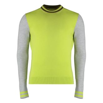 Malo Gerippter Strick-Crew-Neck Wollpullover - - Knitwear - Herren - Gr&uuml;n - 4XL