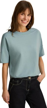 Cecil Damen B322943 T-Shirt mit Knopfdetail, cool salvia Green, S