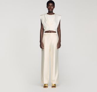 Sandro Top court satin&eacute; pliss&eacute;