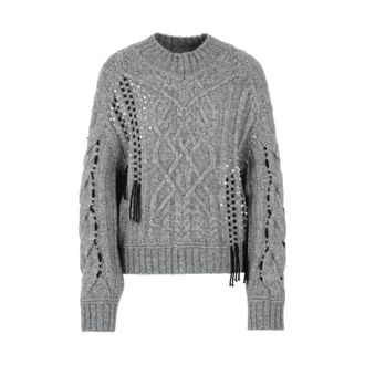 Marc Cain Pullover mit Perlendetails im Zopfmuster - - Knitwear - Damen - Grau - XS