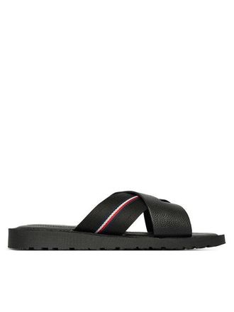 Tommy Hilfiger Pantoletten Core Hilfiger Lth Criss C Sandal FM0FM05783 Schwarz