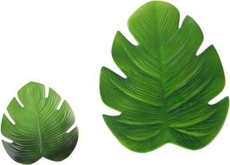 DOITOOL 2 St&uuml;ck Kreative Blattf&ouml;rmiges Tischset und Untersetzer aus Rutschfestem Eva Hitzebest&auml;ndig Tropisches Monstera Design Dekorativ f&uuml;r Kaffee Teetassen 