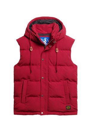 Superdry Herren Everest Steppweste mit Kapuze Tiefrot S