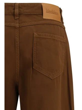 Max Mara Womens Baggy Pants Cotton Satin Chocolate Tops Top