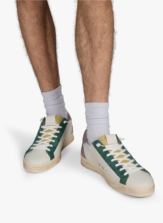 P448 Baskets &agrave; bandes contrastantes en cuir