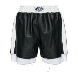 Moschino Homme, Shorts, Noir, Taille: M Short en cuir avec logo
