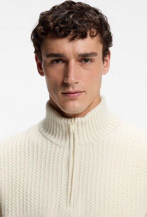 HUGO BOSS Strickpullover Kenter mit Schurwolle, Regular Fit, Strukturstrick