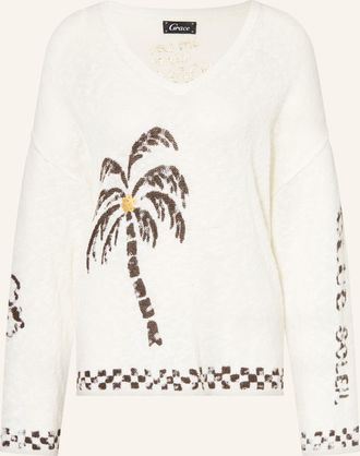 Grace Grace Pullover Mit Leinen weiss