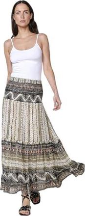 Kor&ouml;shi Jupe longue en tissu multicolore pour femme, de couleur blanche, blanc, 38