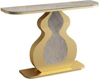 Generic Meuble DEntrée en Faux Marbre, Table de Hall Dentrée Étroite avec Base Géométrique, Table Console Industrielle, Console Meuble pour Salon Couloir(Gold