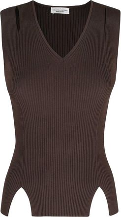 Roberto Collina Femme, Tops, Brun, Taille: 36 FR Smanicato Cut-Out Ribbed Top