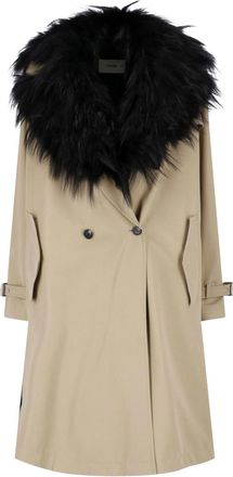 Fendi Cotton Trench Coat With Fur