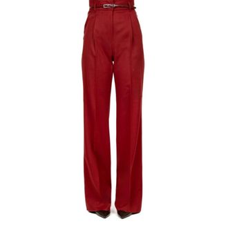 Max Mara Bordeaux Woll Straight Leg Hose - - Trousers - Damen - Rot - XS
